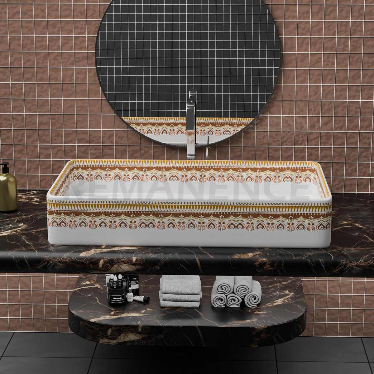 REMANENCE Designer Countertop Wash Basin For Bathroom, Restaurant, Liv ...